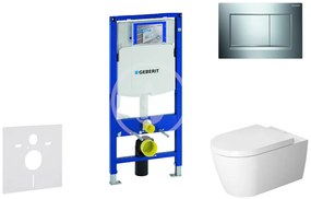 Geberit - Modul pro závěsné WC s tlačítkem Sigma30, lesklý chrom/chrom mat + Duravit ME by Starck - WC a sedátko, Rimless, SoftClose