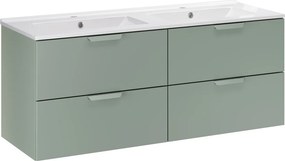 Závěsná skříňka Aster Lava se zápustnými umyvadly 120 cm zelená/bílá