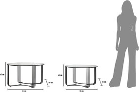 Set 2 ks černých konferenčních stolků Mauro Ferretti Dubiro, 81x47 cm / 71x43 cm