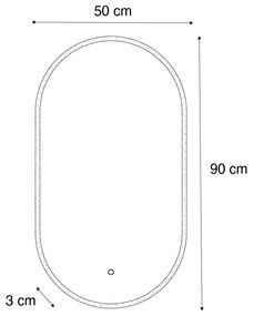 Moderní koupelnové zrcadlo vč. LED a dotykového stmívače - Bouwina