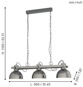 Eglo 43168 - Lustr na řetězu LUBENHAM 3xE27/28W/230V
