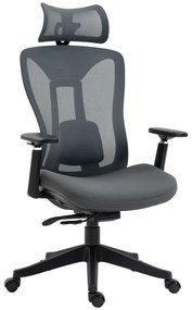 Vinsetto Kancelářská výškově nastavitelná židle s opěrkou hlavy, šedá