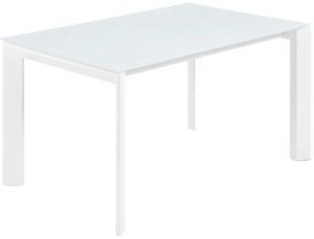 Bílý skleněný rozkládací jídelní stůl Kave Home Axis 140/200 x 90 cm