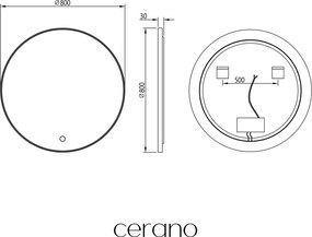 CERANO - Koupelnové LED zrcadlo Velo, kovový rám - černá matná - Ø 80 cm