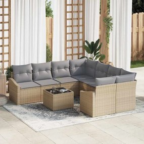Set pohovek 9 ks Beige a šedá polyratan 3355329