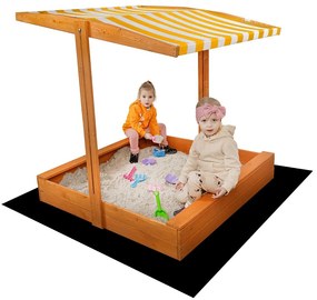 Dětské dřevěné pískoviště se stříškou Baby Mix 120x120 cm žluto-bílé Barva: Žlutá
