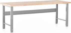 Výškově nastavitelný dílenský stůl Basic s čelní deskou 200 x 80 cm, šedá - ral 7038