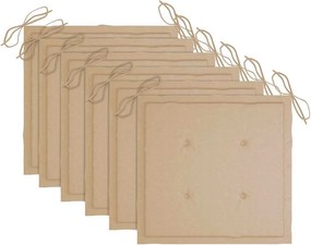 Zahradní židle 6 ks béžové podušky masivní teak 3073034