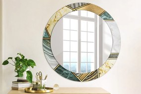 Kulaté dekorativní zrcadlo Agat mramor a zlato fi 70 cm