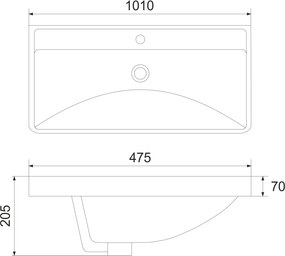 Mereo Siena koupelnová skříňka s keramickym umyvadlem 101 cm černá mat CN4421
