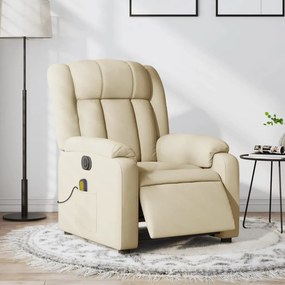 Elektrické masážní polohovací křeslo krémové textil 3205313