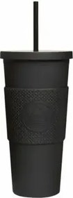 Neon Kactus Pohár na pití s brčkem 625 ml černá / plast