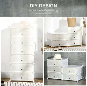 HOMCOM Plastový Stojan na Boty pro 6 Párů Obuvní Box do Předsíně, DIY Stohovatelné Regály Bílý 49 x 36,5 x 108 cm