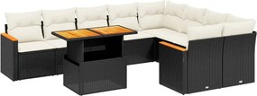 10dílná zahradní sedací souprava s poduškami černá polyratan 3273233