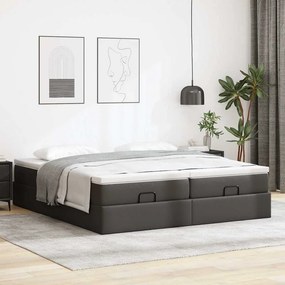 Osmanský rám postele s matrací černá 200x200cm umělá kůže 3311229