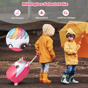 Costway Rolling Suitcase Hard Shell Příruční zavazadlo pro děti, růžový