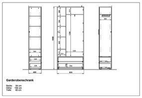 Bílá šatní skříň v dekoru dubu se zrcadlem 84x196 cm Telde - Germania
