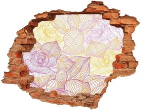Wallmuralia Nálepka 3D díra na zeď Květinový vzor 90x70 cm
