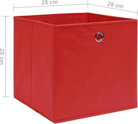 Úložné boxy 10 ks netkaná textilie 28 x 28 x 28 cm červené 325221
