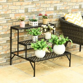Costway Flower Rack 3-vrstvý kovový stojan na rostliny – 70 × 60 × 60 cm, černý