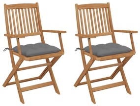 Skládací zahradní židle s poduškami 2 ks masivní akáciové dřevo,  3064606