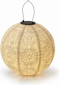LED lampion solární bílý venkovní 30 cm, teple bílá, látkový papír