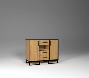 ARK Komoda OSKAR, Dub Votan/Černá 135 cm