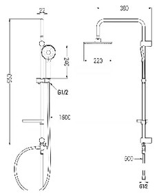 Mexen Carl sprchová sestava s dešťovou sprchou + sprchová baterie Pecos, černá, 72740240-70