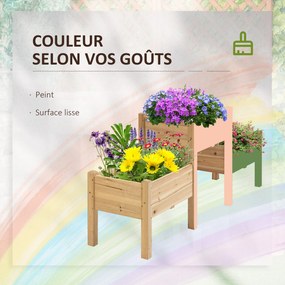 Vyvýšený záhon Outsunny se třemi dvoupatrovými kontejnery 184L x 45Š x 80V cm z předběžně ošetřeného jedlového dřeva pro zavlažování