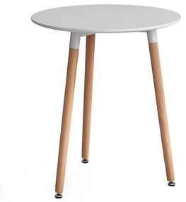 Jídelní stůl, bílá/buk, průměr 60 cm, Tempo Kondela ELCAN
