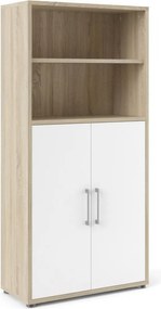 Skříň Modulo 89 x 40 x 186 cm, dveře dřevo, dub sonoma / bílá