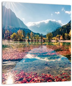 Obraz - Jezero Jasna, Gozd Martuljek, Julské Alpy, Slovinsko (30x30 cm)