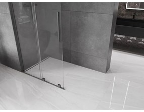 Mexen Velar L, posuvná sprchová zástěna Walk-in 90 x 200 cm, 8mm čiré sklo, grafit broušený, 871-090-003-03-66