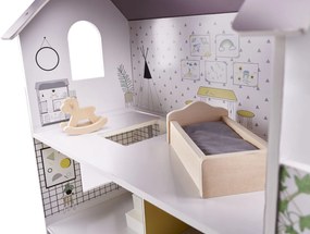 Creative Corner Dřevěný domeček pro panenky + nábytek 70cm šedý