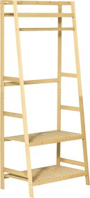 HOMCOM Bamboový věšák s poličkami pro předsíň a ložnici, 70x42x164 cm | Aosom