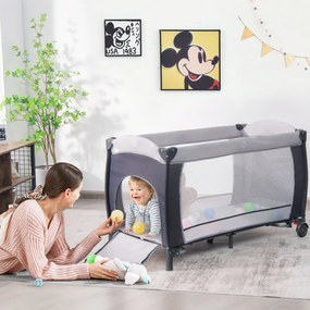 Costway Cestovní skládací postýlka 4 v 1 a dětská kolébka – 123 × 63 × 76 cm