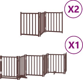 Zábrana pro psy s dvířky skládací 12 panelů hnědá 600 cm topol 3155716