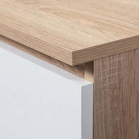 Rohový psací stůl B16 124 cm dub sonoma/bílý lesk pravý