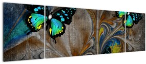 Obraz - Zářiví motýli na obraze (170x50 cm)