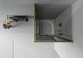 Mexen Rio, čtvercový sprchový kout s posuvnými dveřmi 80 (dveře) x 80 (dveře) x 190 cm, 5mm šedé sklo, zlatý profil + bílá sprchová vanička RIO, 860-080-080-50-40-4510