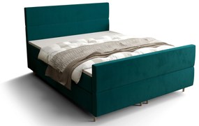 Manželská postel Boxspring 160 cm Flu Plus Comfort (tmavě zelená) (s matrací a úložným prostorem). 1055969