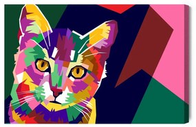 Obraz Barevná Grafická Kočka Nedostatek Nedostatek Plátno Canvas 120x80