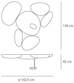 Artemide 1245110A Skydro, designové stropní svítidlo, 30W LED 3000K, 136x142cm