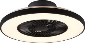 Reality Stropní LED svítidlo Halmstadt s ventilátorem černé, pr. 59 cm