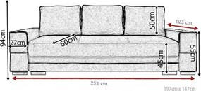 Falco Rozkládací pohovka Sabina A, s úložným prostorem, sv.šedá