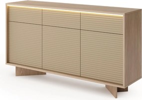 Komoda se zásuvkami a skříňkami Semi C 154 cm 3D3S LED cappuccino bolivar přírodní