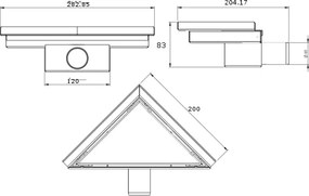 Mexen Flat nerezový sprchový žlab rohový, 1010320