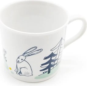 Porcelánový hrnek Zajíček na paloučku, 250 ml – s českým autorským designem v pohádkovém stylu