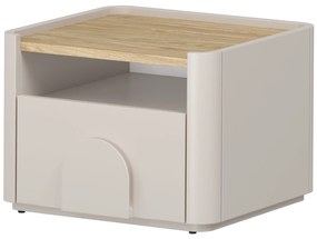 Noční stolek Amilio 50 cm - kašmírová / dub olejovaný / kašmírová úchytka