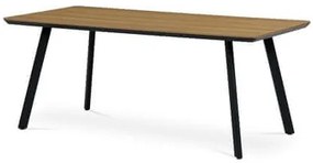 Autronic Moderní jídelní stůl Jídelní stůl, 180x90x76 cm, MDF deska s dýhou odstín dub, kovové nohy, černý lak (HT-533 OAK)